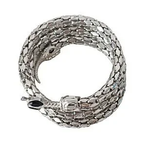 Jewelry | Vintage Silvertone Snake Wrap Bracelet With Black Glass Eyes ...